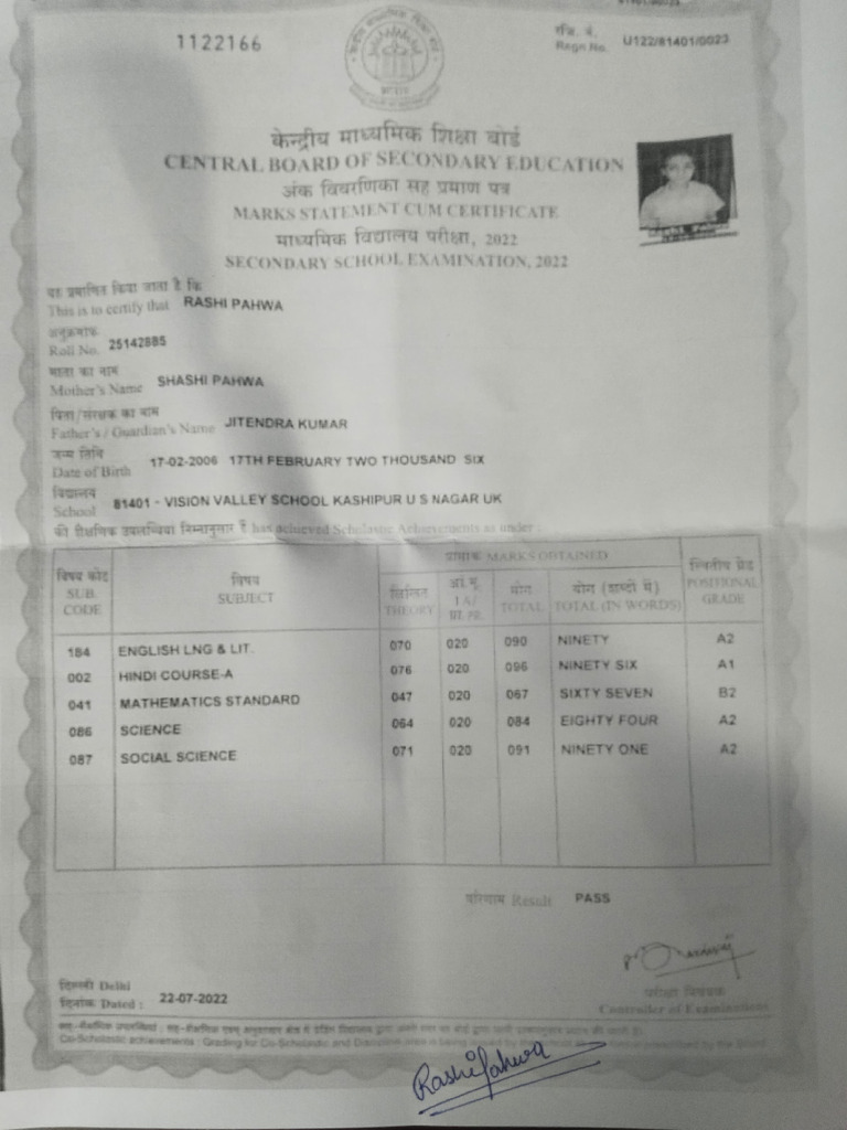 Self Attested 10th Marksheet | PDF