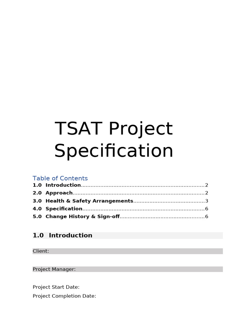 Project Specification Template | PDF | Occupational Safety And Health ...