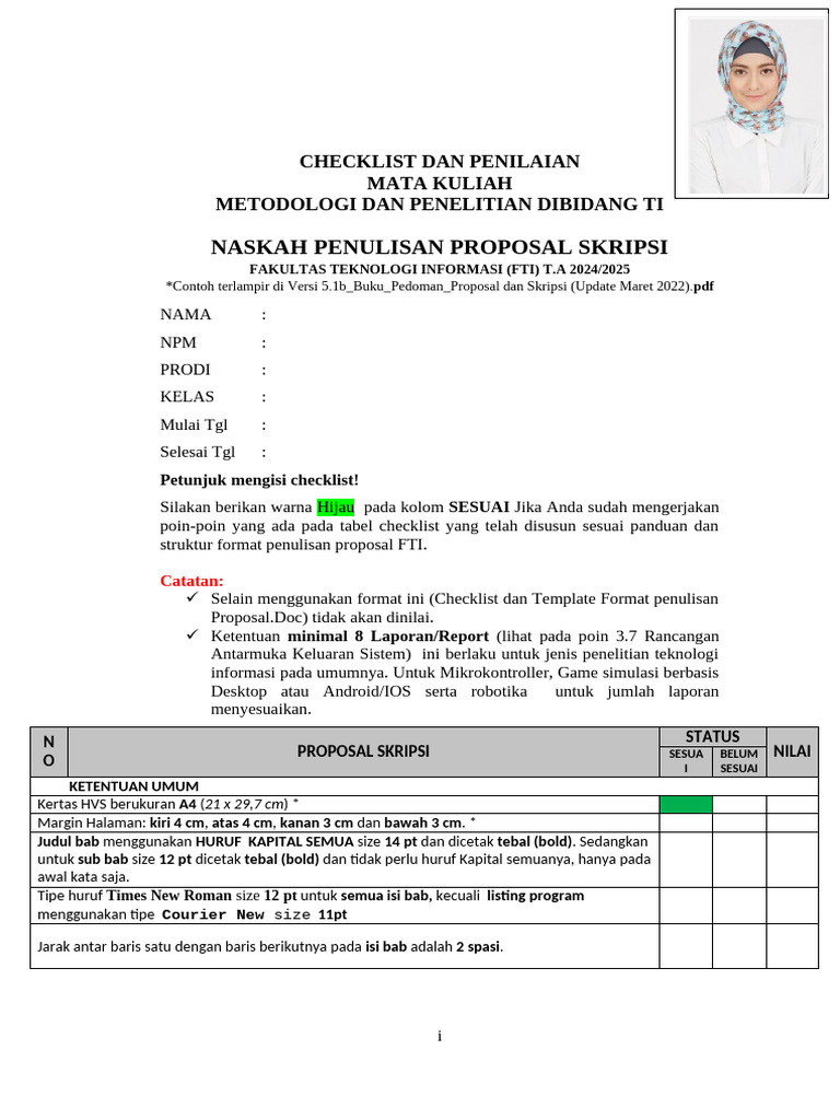 Template Naskah PENULISAN Proposal Skripsi2024 | PDF