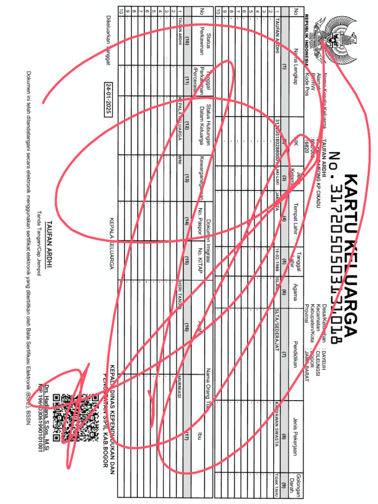 Kartu Keluarga - Taufan - 956 | PDF