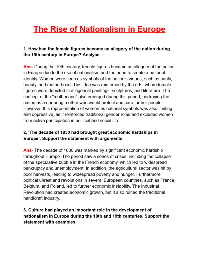 The Rise of Nationalism in Europe | PDF | Nationalism | Kingdom Of Prussia