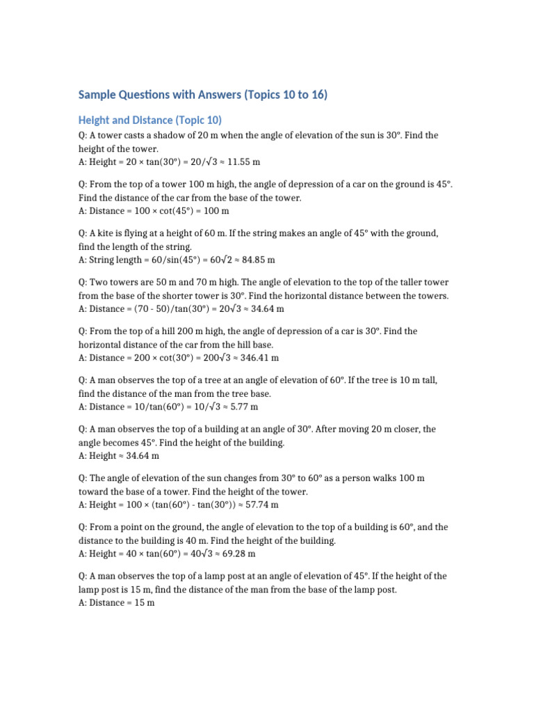 Sample Questions Topics 10 To 16 | PDF