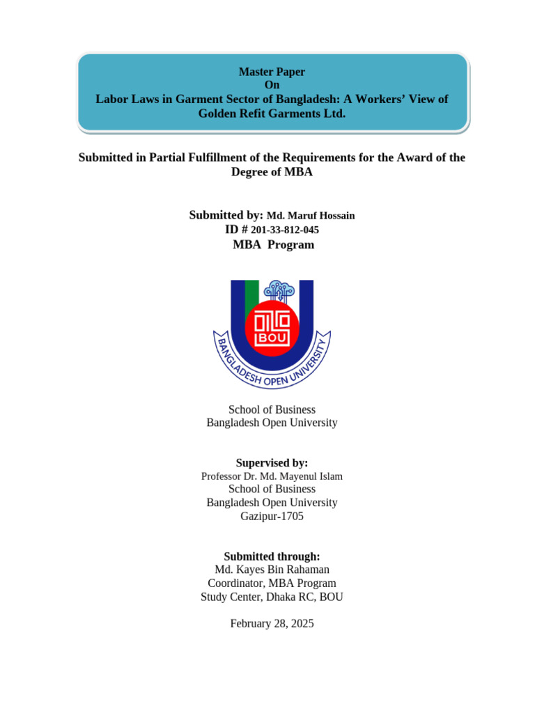 Labor Laws in Bangladesh Garment Sector | PDF