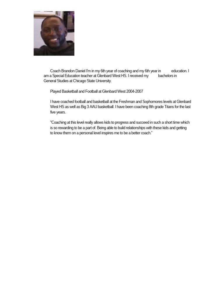 Coach Brandon Daniel | PDF