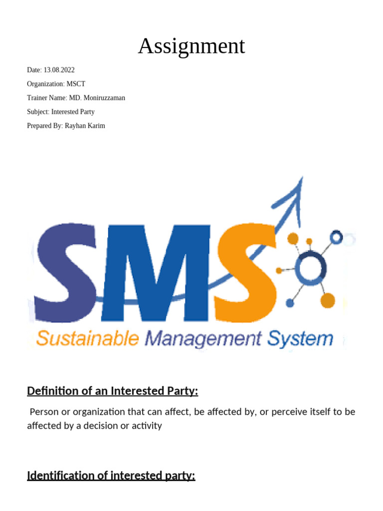 Understanding Interested Parties in ISO | PDF | Supply Chain | Employment