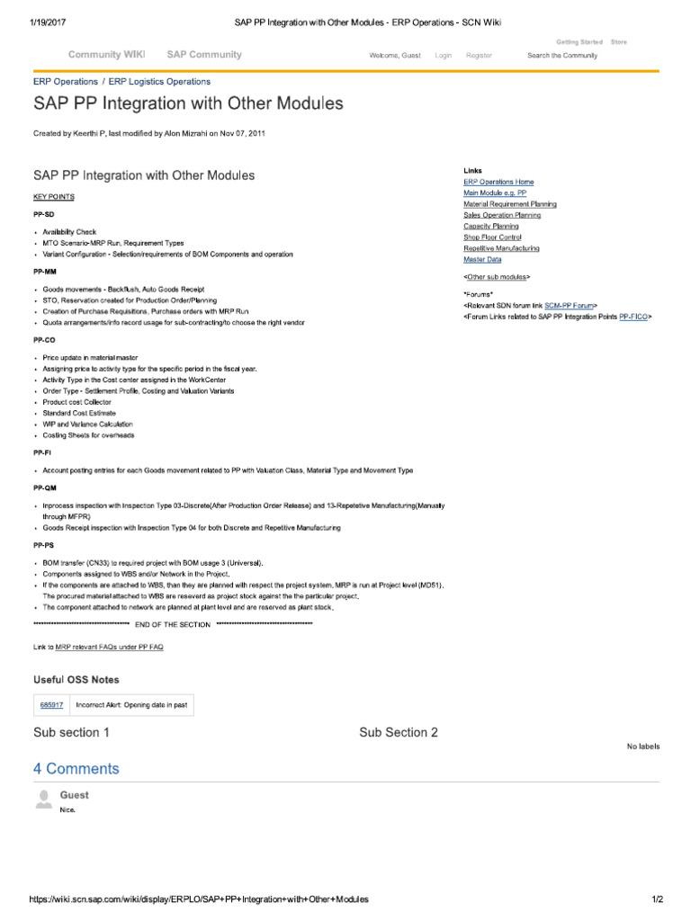 SAP PP Integration With Other Modules | PDF