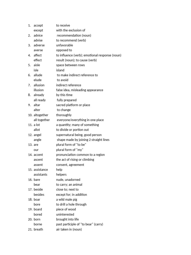 confusing words | PDF | Grammatical Number | Verb
