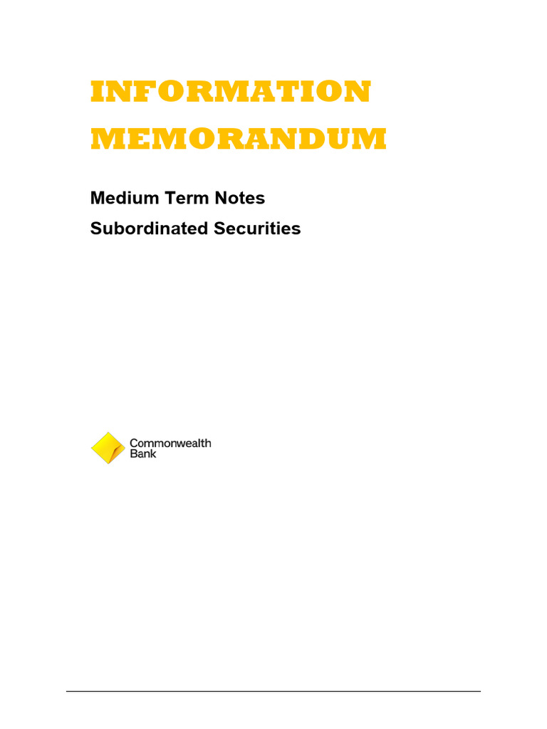 CBA Information-Memorandum | PDF | Securities (Finance) | Taxes
