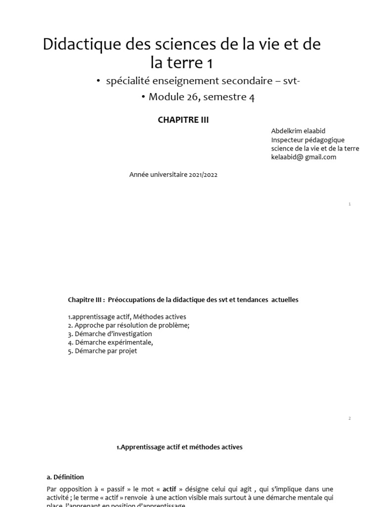 Pédagogies Actives en SVT : Approches et Méthodes | PDF | Expérience ...