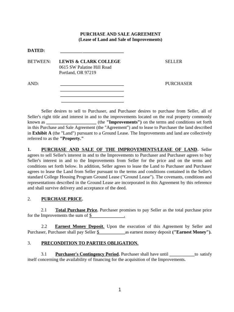 Purchase Sale Agreement | PDF | Title Insurance | Private Law