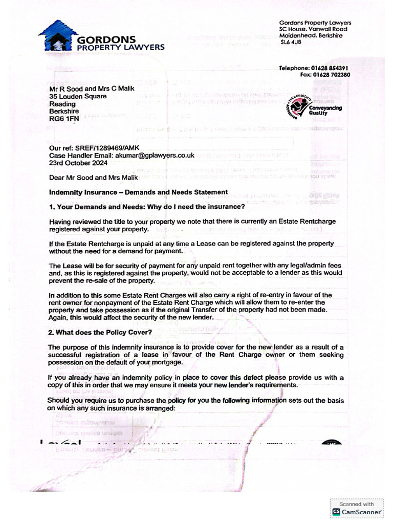 INdemnity Insurance Document | PDF