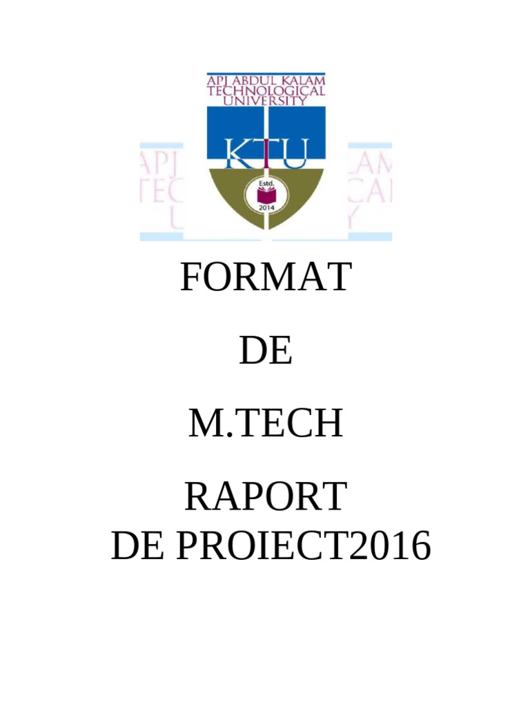 Ghiduri Pentru Raportul de Proiect M.tech | PDF
