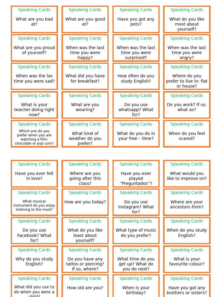 Speaking Cards | PDF