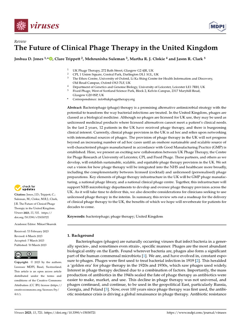 The Future of Clinical Phage Therapy in The United | PDF ...