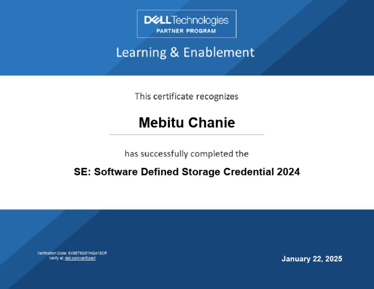 SE - Software Defined Storage Credential 2024 Certificate | PDF