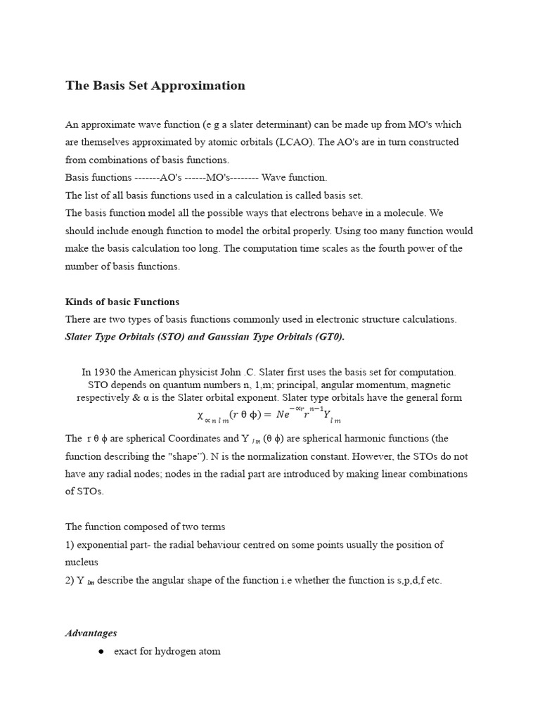 6-31G Basis Set Functions for Carbon | PDF | Atomic Orbital | Molecular ...