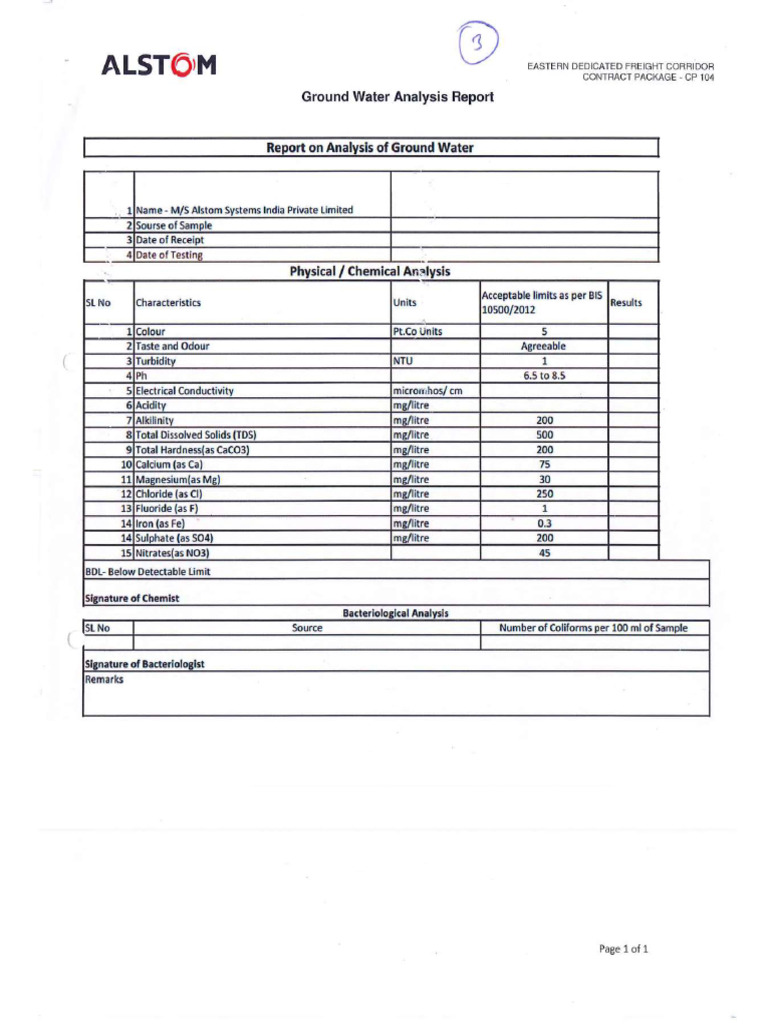 05-Template-Ground Water Analysis | PDF