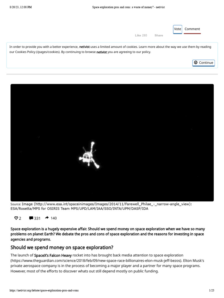 Space+Exploration+Pros+and+Cons +a+Waste+of+Money +-+netivist | PDF ...