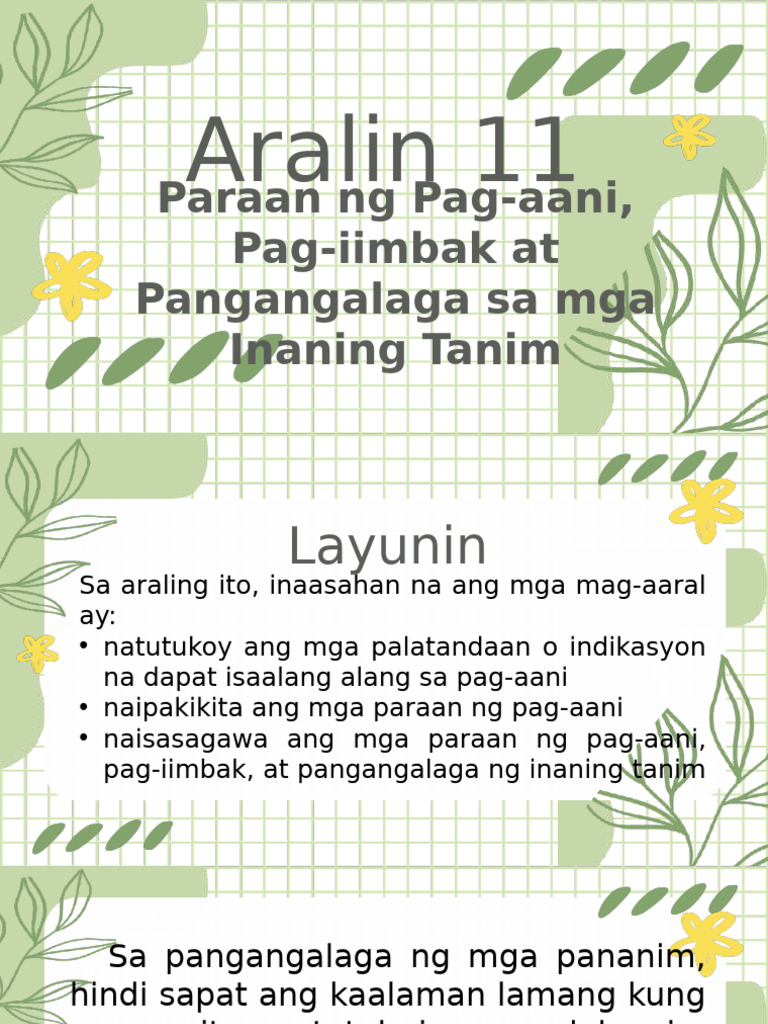 EPP 4 Aralin 11 Paraan NG Pag-Aani Pag-Iimbak at Pangangalaga Sa Mga ...
