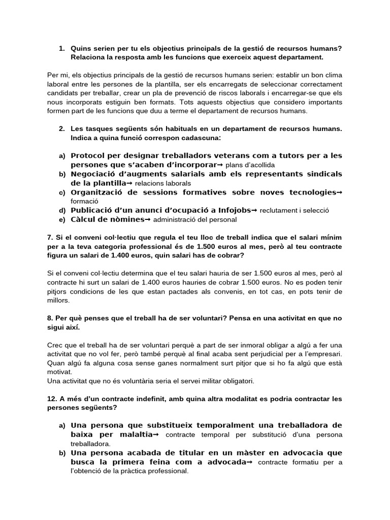 Exercicis Finals 1, 2, 7, 8, 12, 17, 19, 20, 22 Funcionament de L'empresa 2n de Batxillerat | PDF