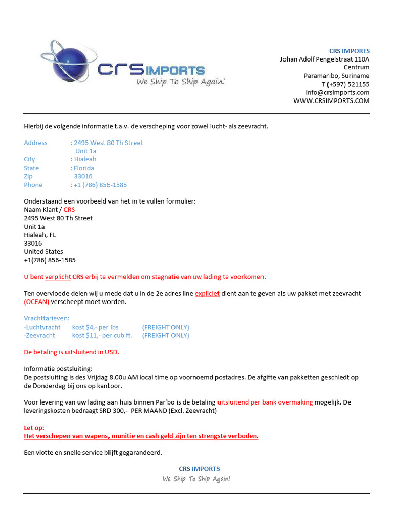 1. CRS IMPORTS USA RATE (1) | PDF