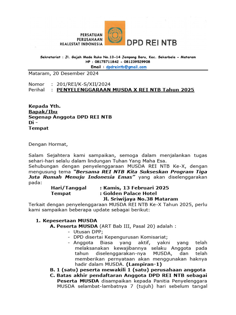 MUSDA X REI NTB 2025: Info Penting dan Pendaftaran | PDF
