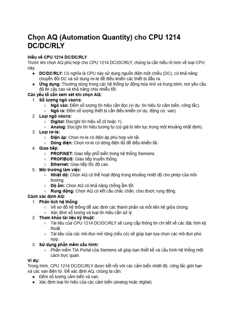 Cpu 1214 DC - DC - Rly Dùng AI Nào | PDF