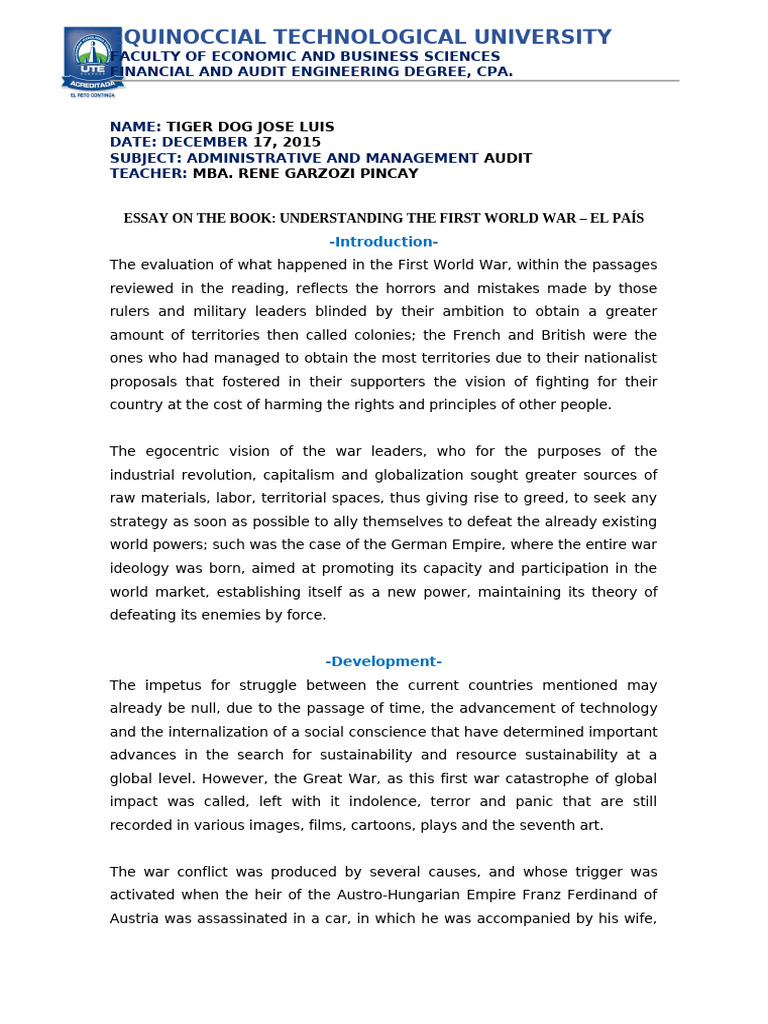 Essay WORLD WAR ONE | PDF | World War I | Austria Hungary