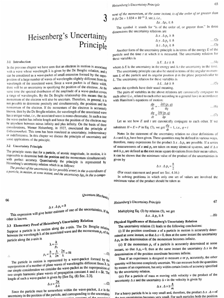 17 Ch3 Uncertainty Principle | PDF