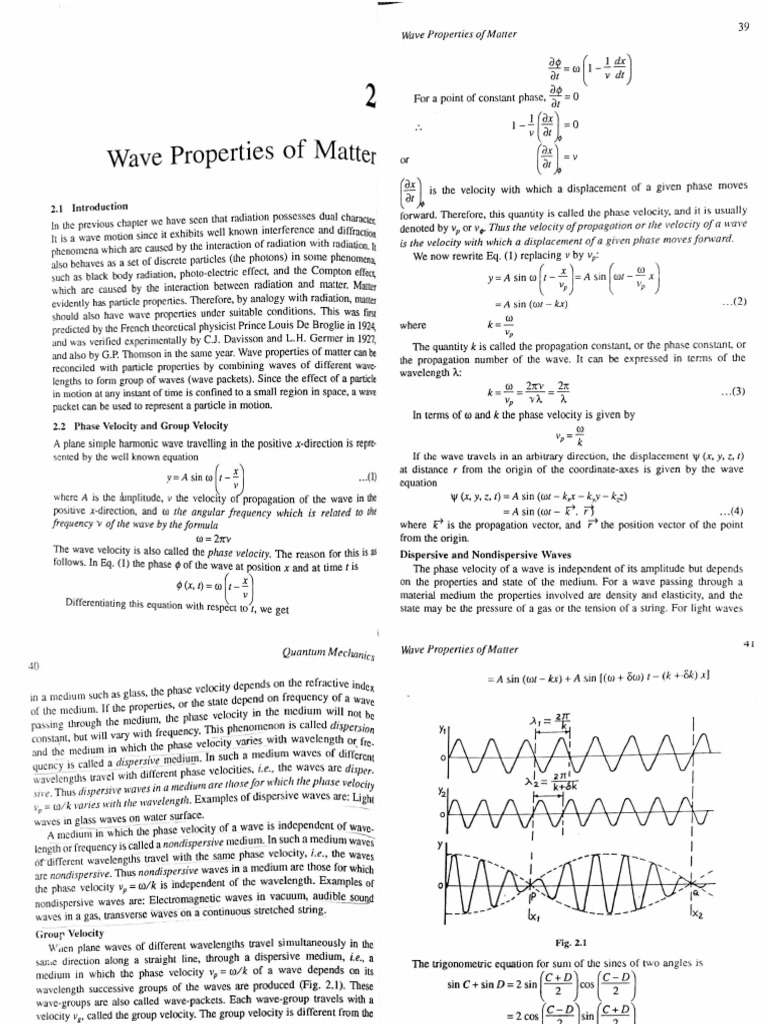 15 Ch2 Wave Properties of Matter | PDF