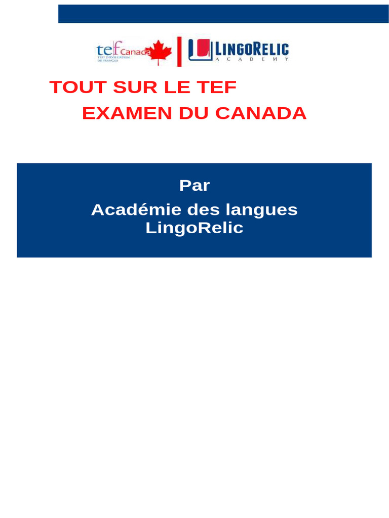 Guide Complet sur le TEF Canada | PDF | Langue française | Linguistique