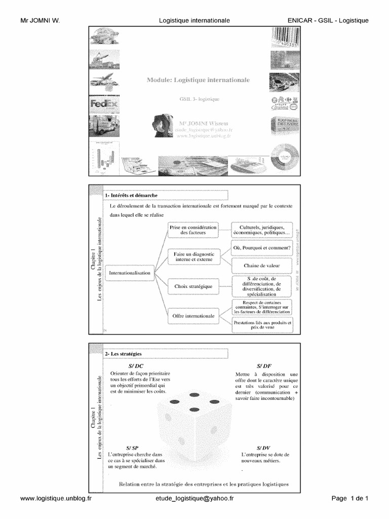 Cours Logistique Internationale Chapitre 1-1 | PDF