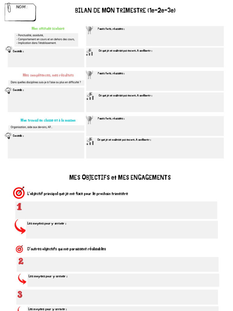Bilan Trimestriel de Vie de Classe | PDF