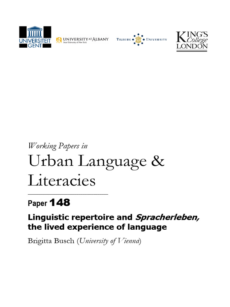 Linguistic Repertoire and Spracherleben, The Lived Experience of ...
