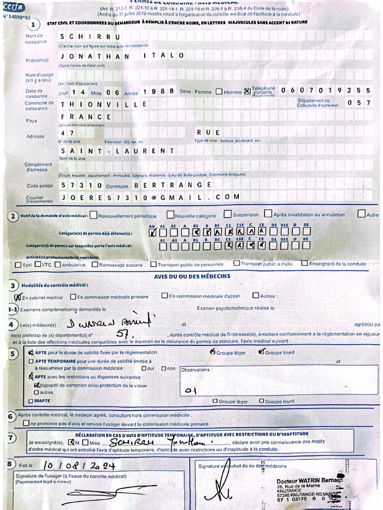 Avis medical permis de conduire | PDF