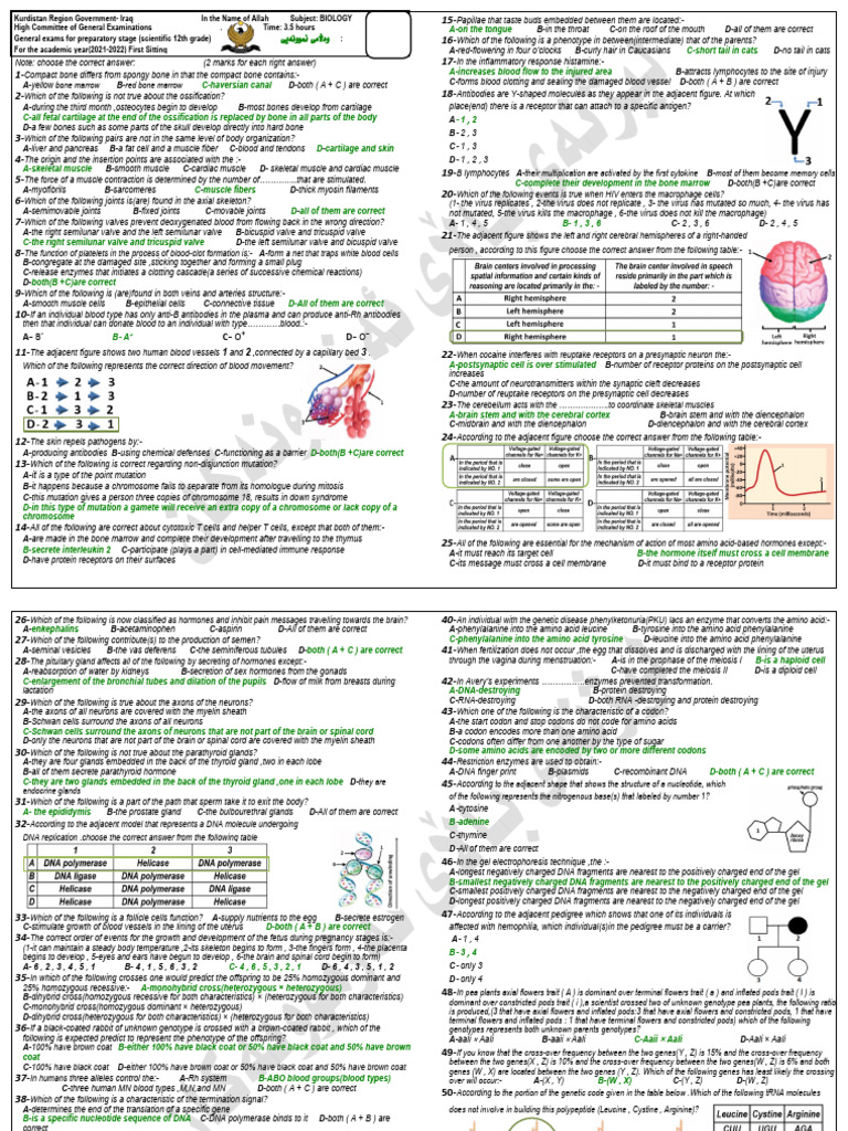 Biology Final Exam First Semester 2021 | PDF | Zygosity | Genotype