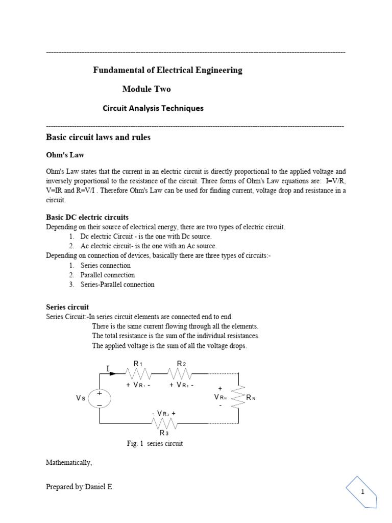 Fundamental of Electrical Engineering Module 2 | PDF | Electrical ...