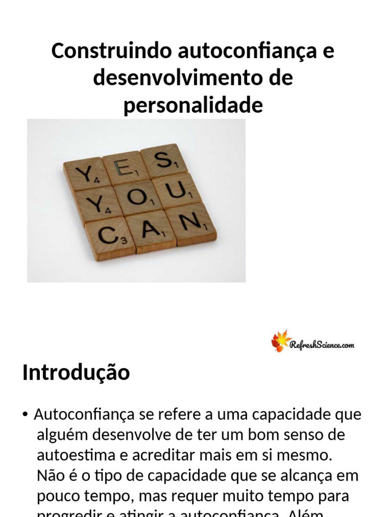 Autoconfiança e Desenvolvimento Pessoal | PDF | Autoestima | Pensamento