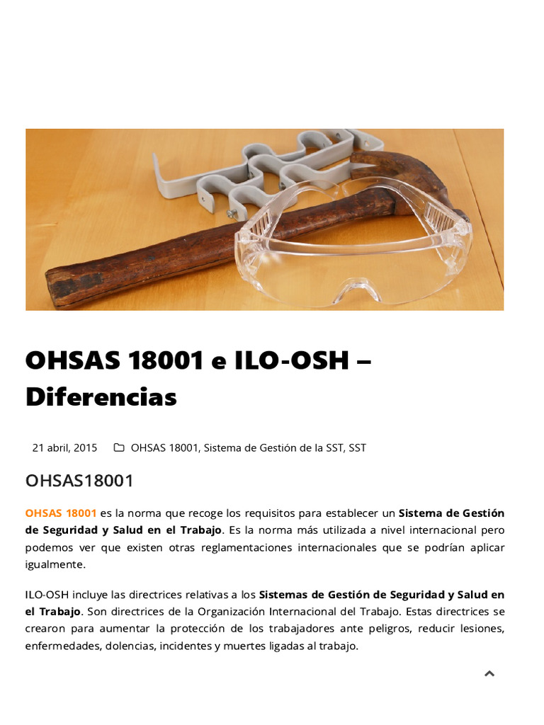 OHSAS 18001 e ILO-OSH - Diferencias | PDF