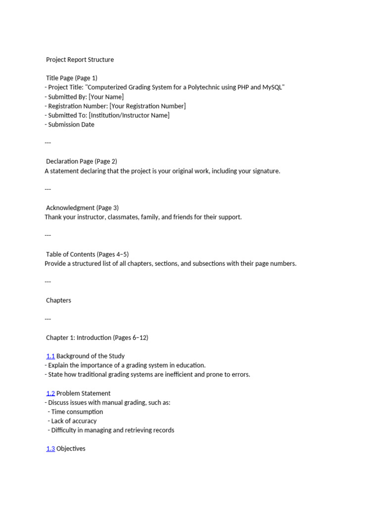 Project Report Structure | PDF | Databases | Php