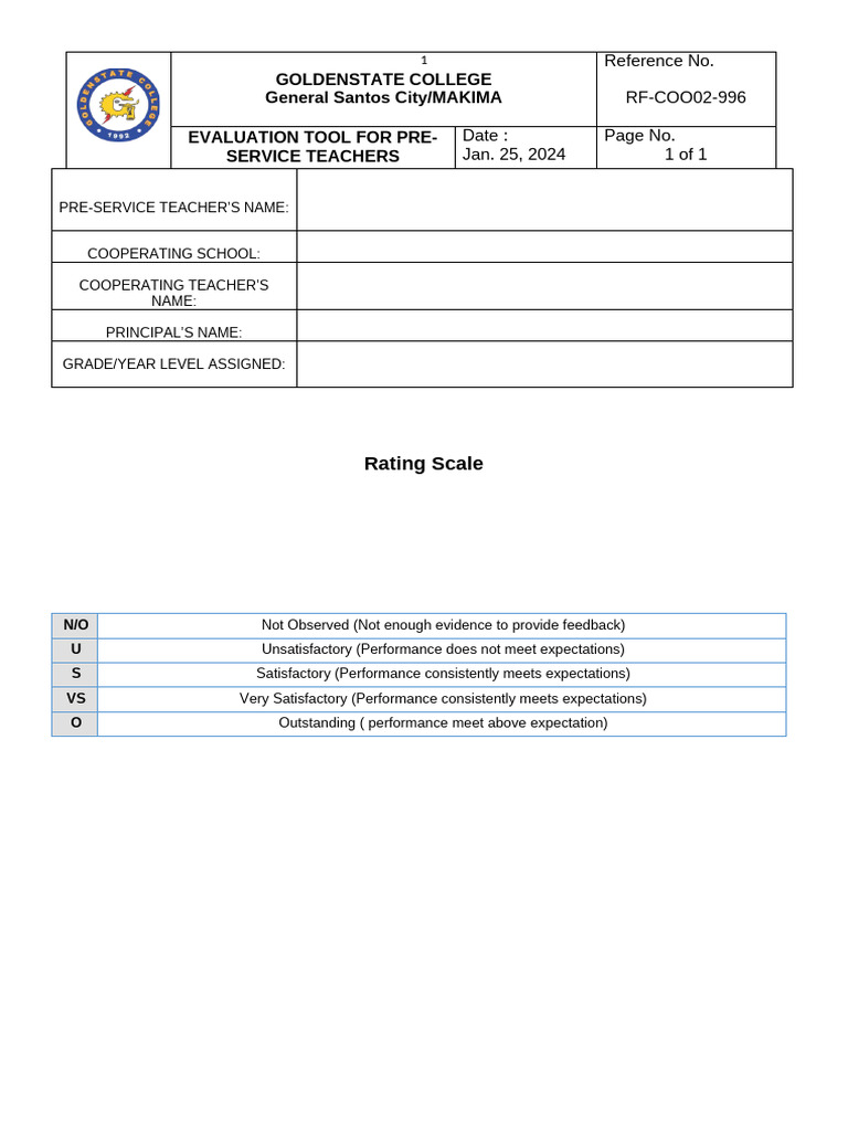 Pre-Service Teacher Evaluation | PDF | Educational Assessment | Teachers