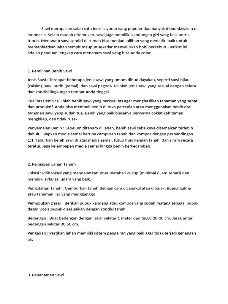 Paduan Menanam Sawi | PDF