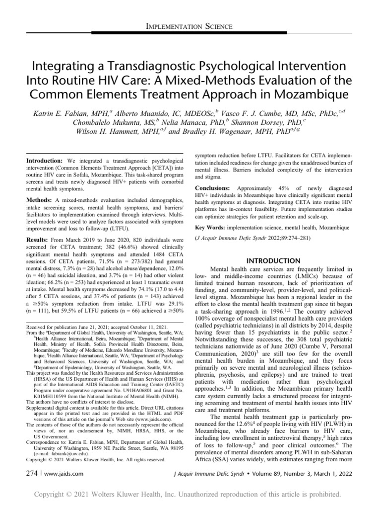 Integrating A Transdiagnostic Psychological.5 | PDF | Mental Health ...