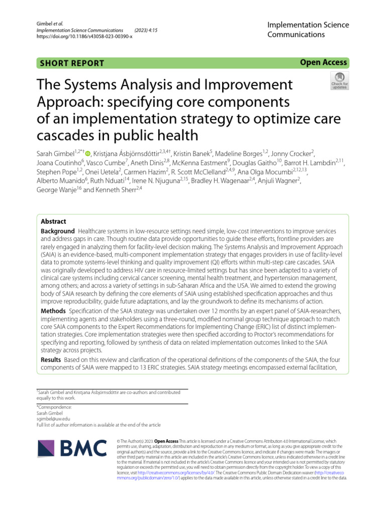 The Systems Analysis and Improvement Approach Specifying Core ...