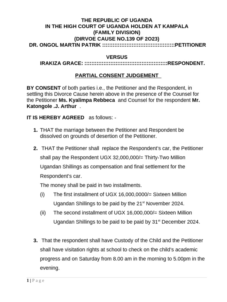 CONSENT JUDGEMENT f | PDF | Feminism And The Family | Kinship And Descent