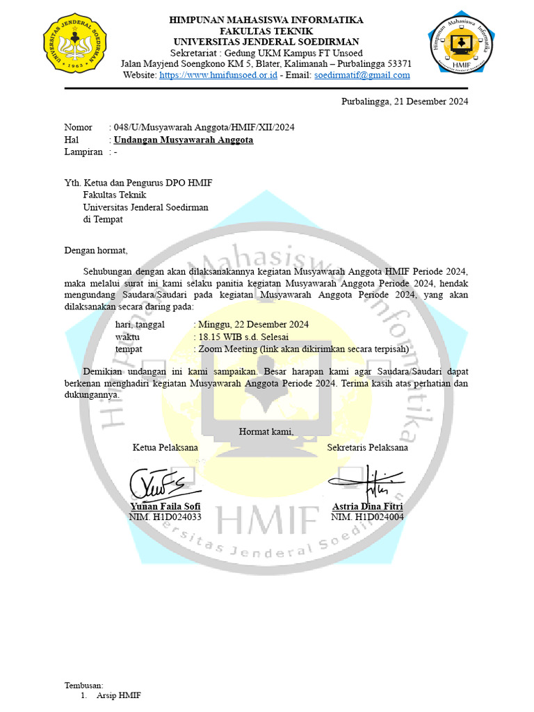 048 Surat Undangan DPO Musyawarah Anggota | PDF