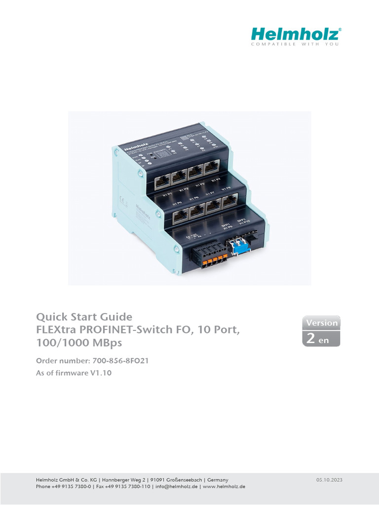 Quickstart Guide FLEXtra PROFINET-Switch 10-Port FO - en V2 | PDF | Network Switch | Computer ...