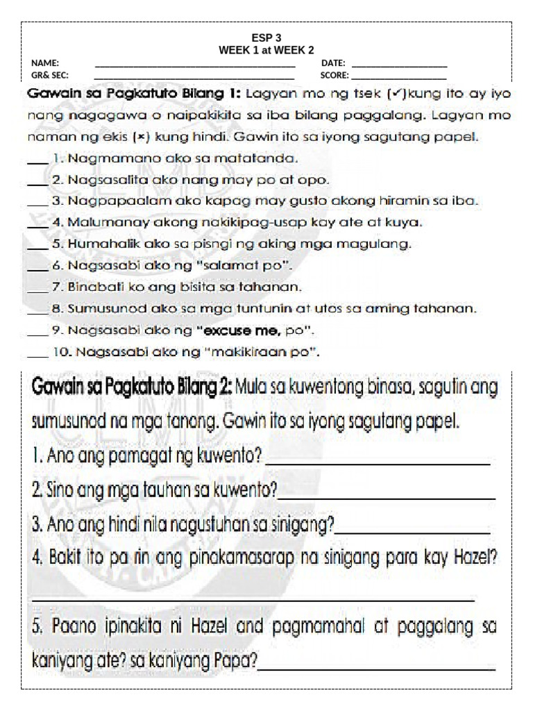 Week 5 Q3 Worksheet | PDF
