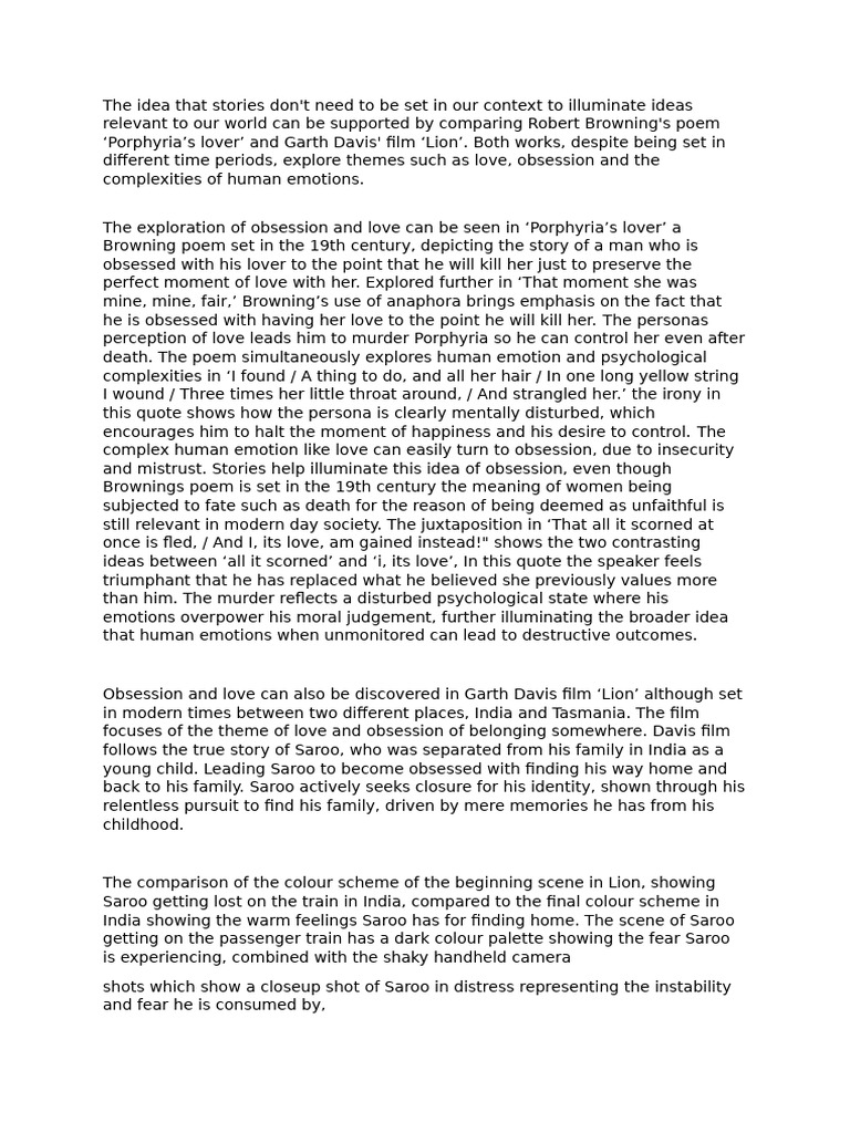 English Mod A Assessment Script | PDF | Love | Psychology