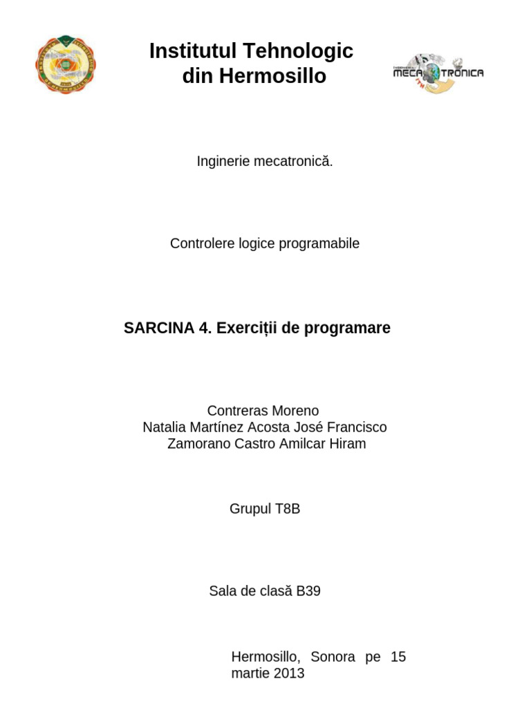 Exerciții de programare PLC | PDF